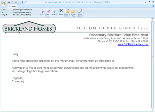 Custom Designed Email Letterhead